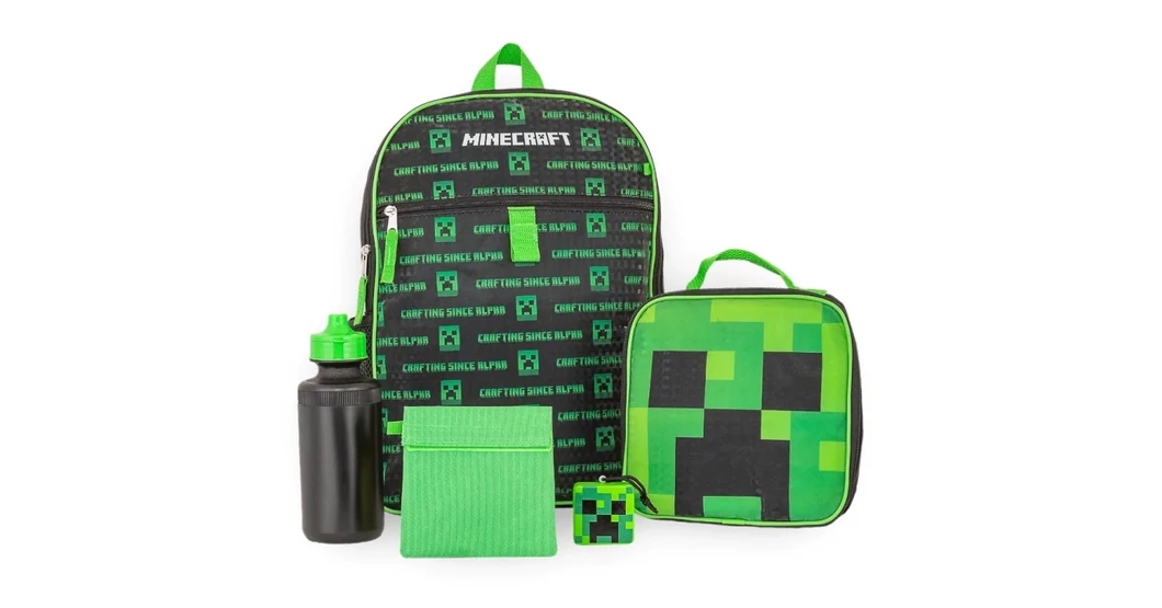 Minecraft iskolatáska szett - 5 részes - Iskolatáska, hátizsák