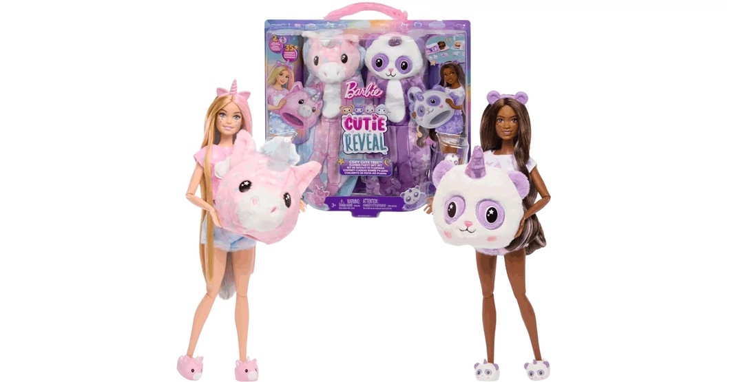 Barbie Cutie Reveal Pizsama Party babák plüss jelmezben meglepetésekkel ...