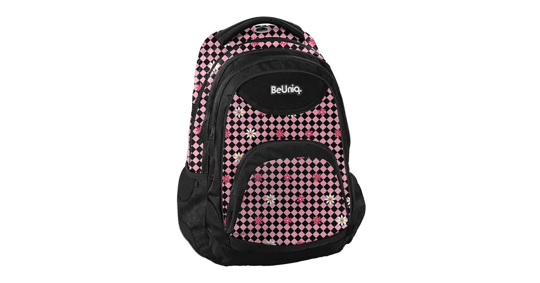 BeUniq iskolatáska, hátizsák - 3 rekeszes - Pepita, pink (BU25KR-2708 ...